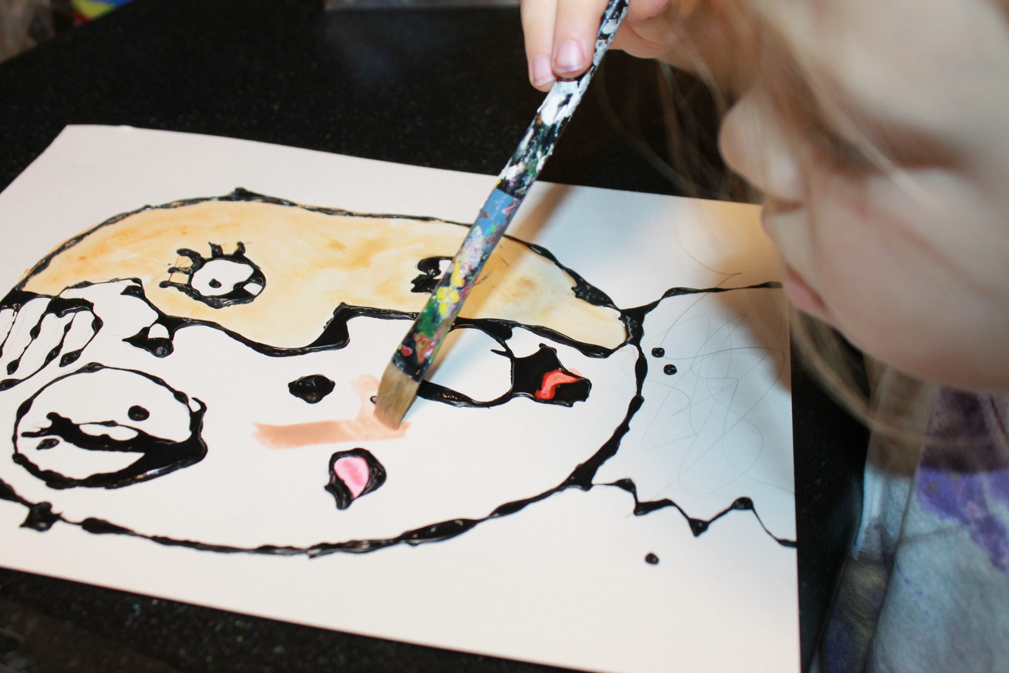 Black Glue and Watercolor Picasso Portraits – The Pinterested Parent