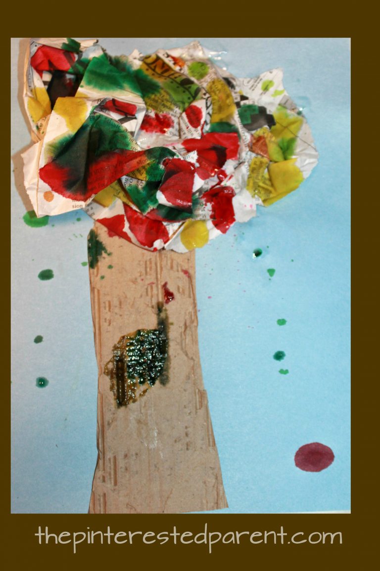 Crumpled Newspaper Fall Tree – The Pinterested Parent